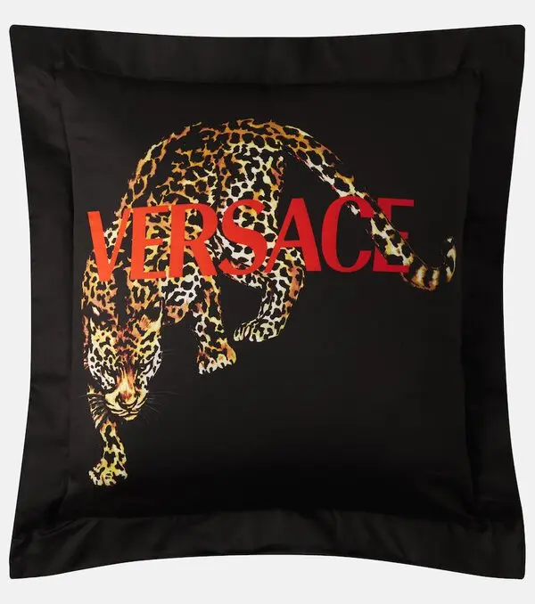 Versace Logo Printed Cotton Satin Cushion