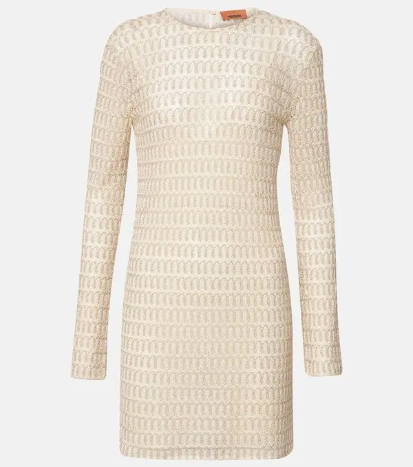 Missoni Metallic Striped Mini Dress - Beige