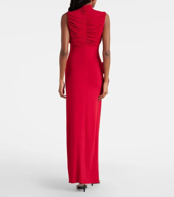 Magda Butrym Floral-appliqué Draped Gown - Red