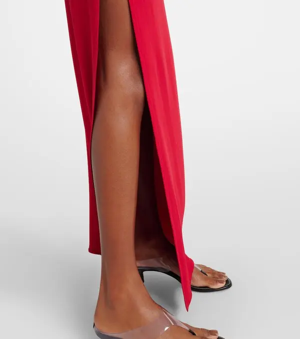 Magda Butrym Floral-appliqué Draped Gown - Red