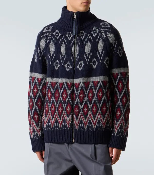 Loewe Wool Jacquard Zip-up Sweater