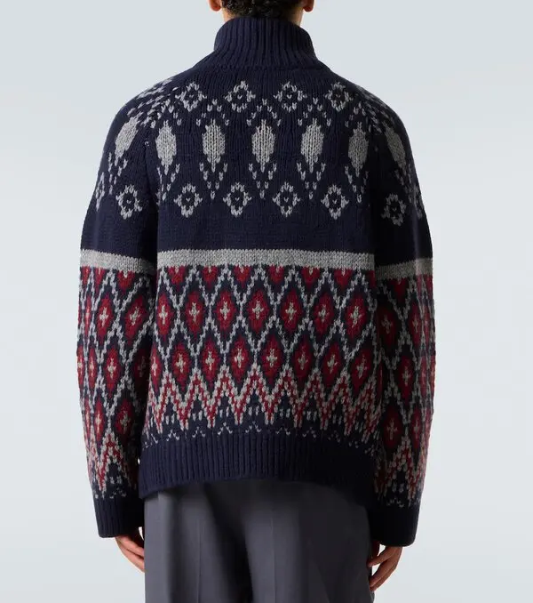 Loewe Wool Jacquard Zip-up Sweater