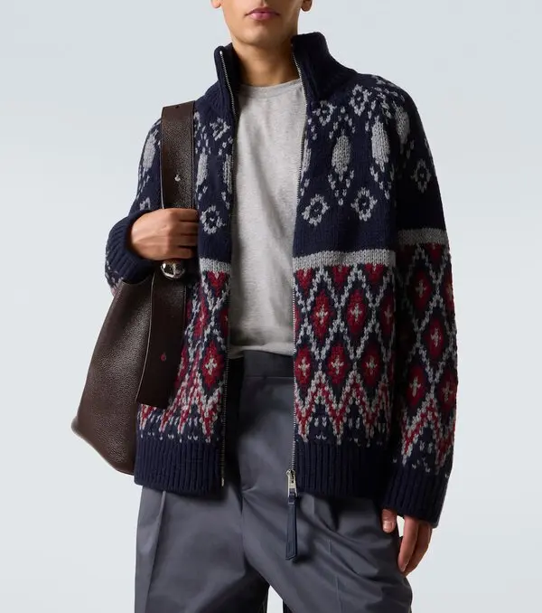 Loewe Wool Jacquard Zip-up Sweater