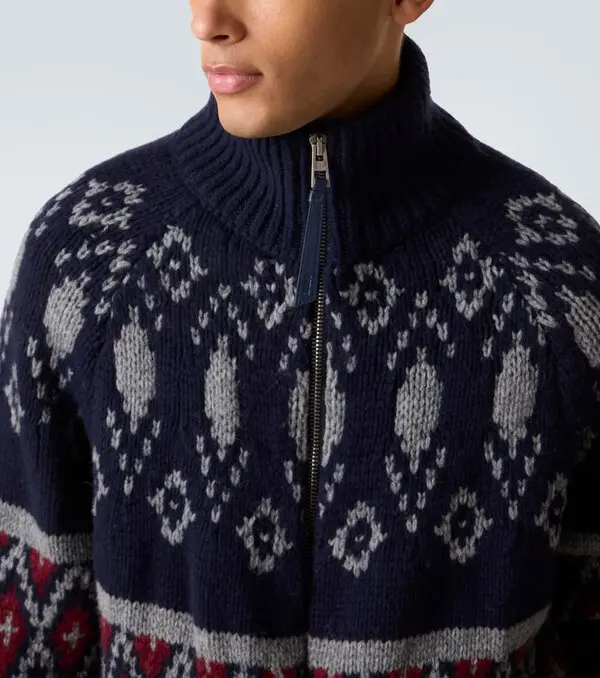 Loewe Wool Jacquard Zip-up Sweater