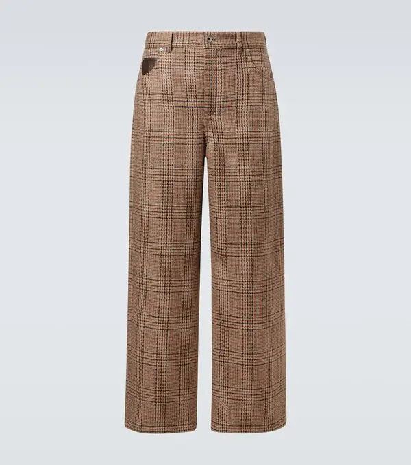 Loewe Checked Wool Tweed Barrel-leg Pants