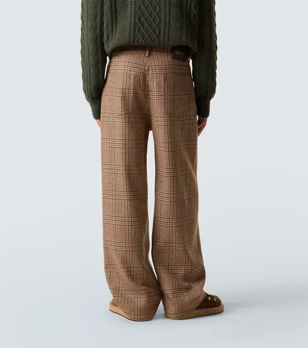 Loewe Checked Wool Tweed Barrel-leg Pants