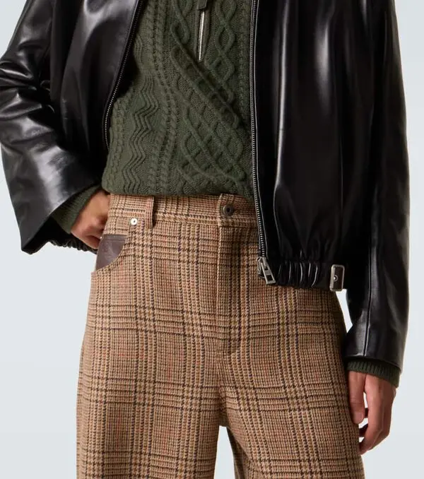 Loewe Checked Wool Tweed Barrel-leg Pants