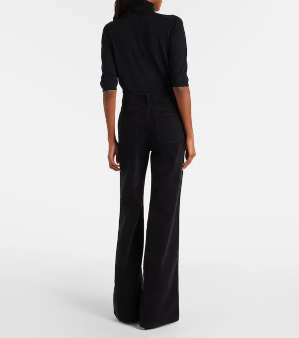 NILI LOTAN Florence Cotton-blend Corduroy Flared Pants - Black