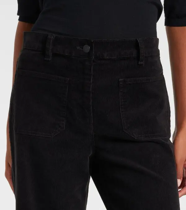 NILI LOTAN Florence Cotton-blend Corduroy Flared Pants - Black
