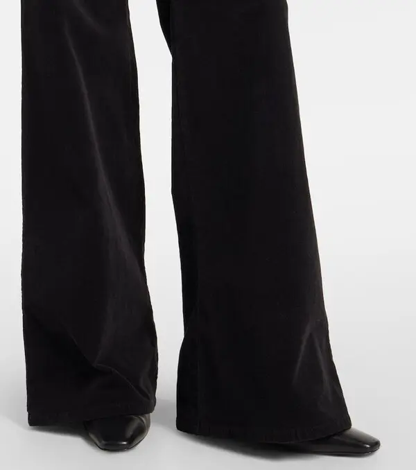 NILI LOTAN Florence Cotton-blend Corduroy Flared Pants - Black
