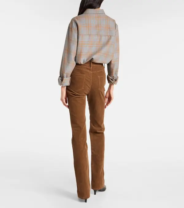 NILI LOTAN Joan High-rise Cotton-blend Corduroy Flared Pants - Brown