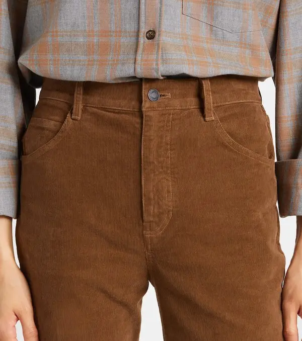 NILI LOTAN Joan High-rise Cotton-blend Corduroy Flared Pants - Brown