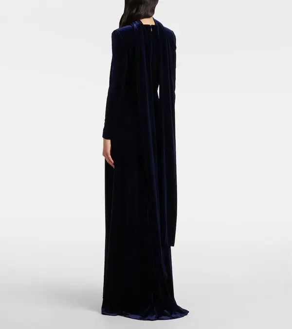 Monique Lhuillier Belted Velvet Gown