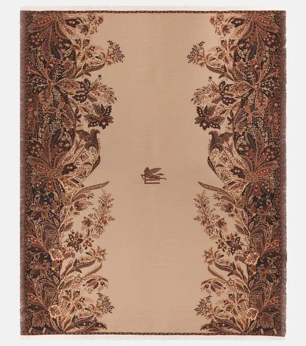 Etro Clergy Pegaso Floral Wool Throw - Brown