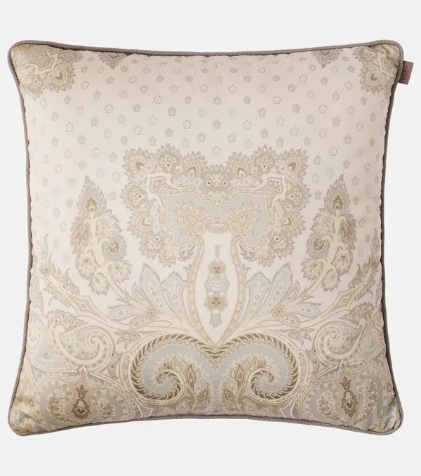 Etro Zahir Printed Cotton Cushion - Beige
