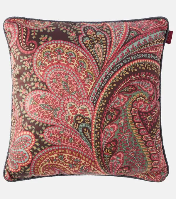 Etro Giano Paisley Cotton Cushion - Burgundy