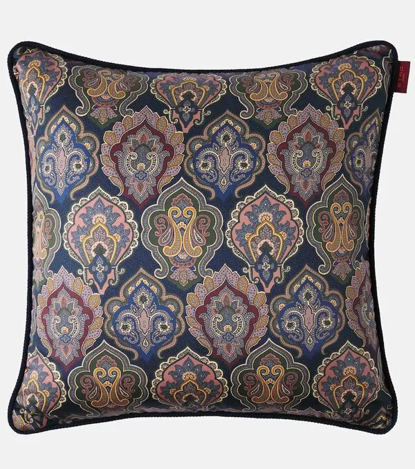 Etro Printed Cotton Cushion - Blue