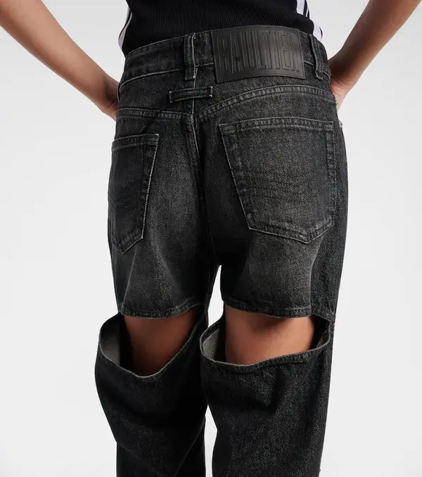 JEAN PAUL GAULTIER Cutout Mid-rise Wide-leg Jeans