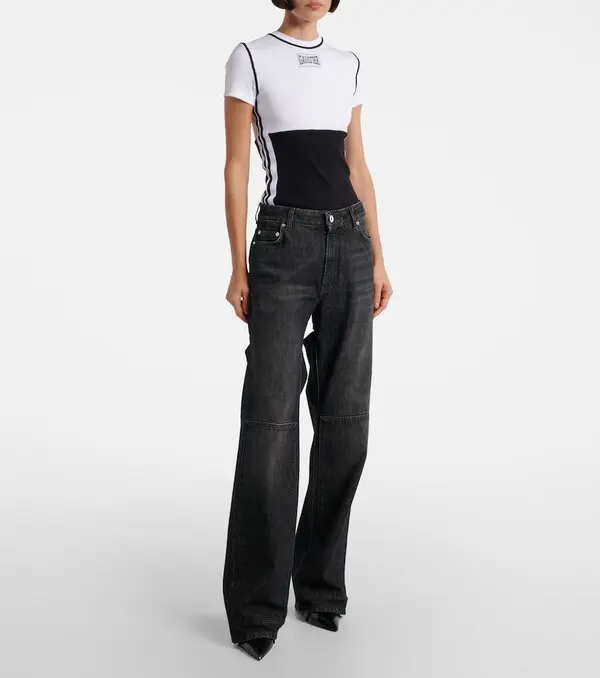 JEAN PAUL GAULTIER Cutout Mid-rise Wide-leg Jeans