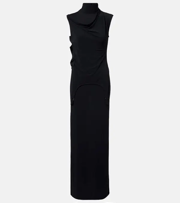 JEAN PAUL GAULTIER Draped Jersey Maxi Dress - Black
