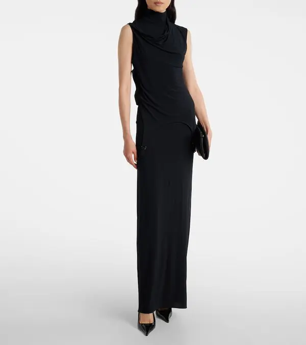 JEAN PAUL GAULTIER Draped Jersey Maxi Dress - Black