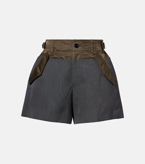 Sacai Paneled Striped Shorts
