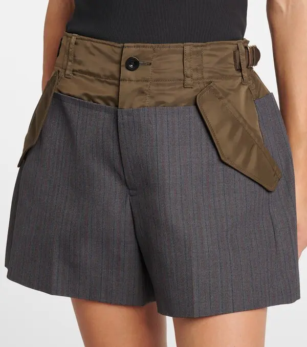 Sacai Paneled Striped Shorts