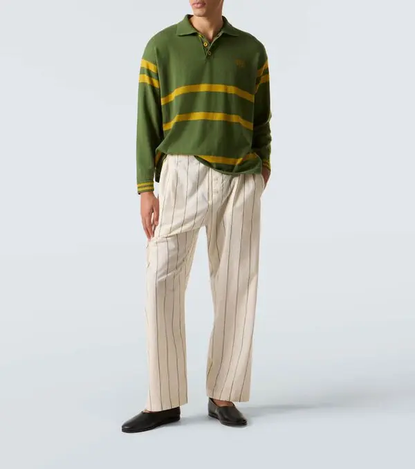 BODE Striped Virgin Wool Polo Sweater - Green