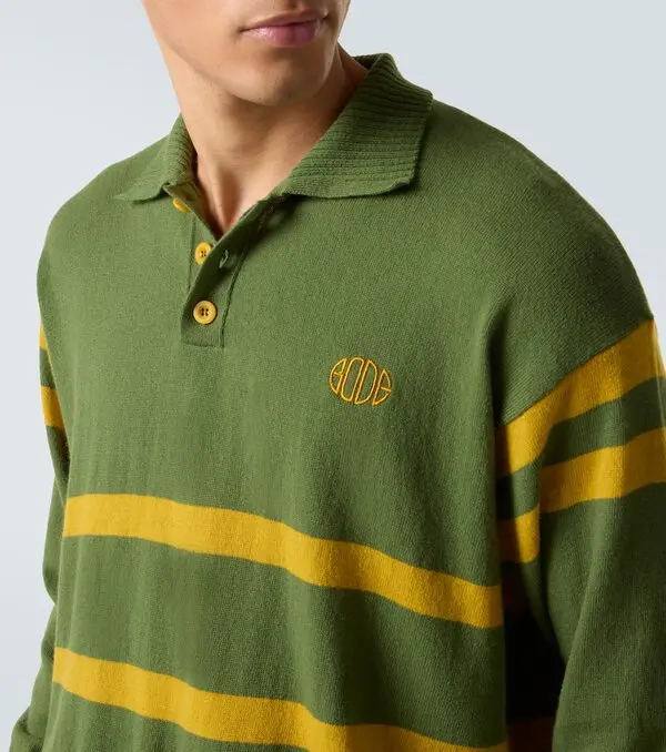 BODE Striped Virgin Wool Polo Sweater - Green
