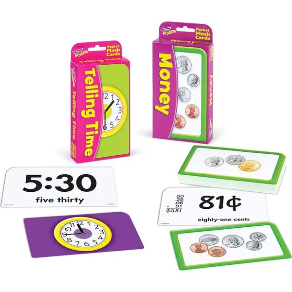 TREND ENTERPRISES Time & Money Flash Cards Bundle - Multicolored