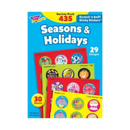 TREND ENTERPRISES Seasons & Holidays Stinky Stickers, Variety Pack - Multicolored