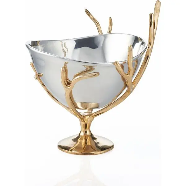 LUNARES Manzanita High Pedestal Bowl - Gold