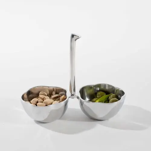 LUNARES Fiore Double Snack Dish - Silver