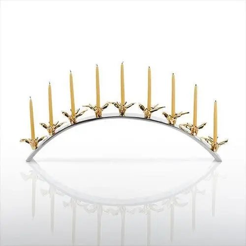 LUNARES Dove Menorah Plate Silver - Gold