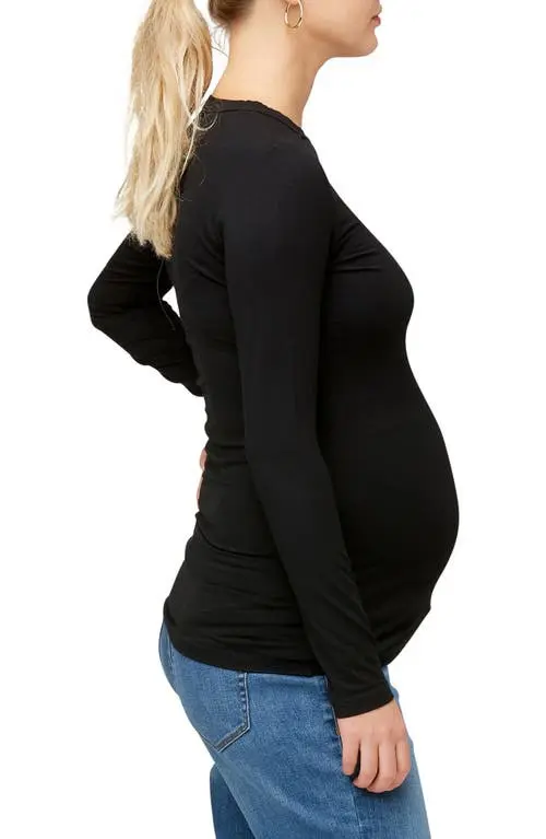 NOM MATERNITY Liv Long Sleeve Maternity Top - Black
