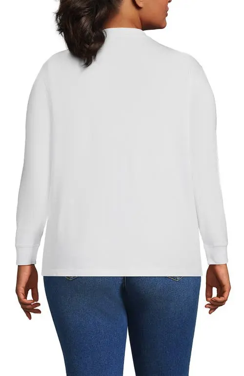 LANDS' END Cotton Long-sleeve Crewneck - White