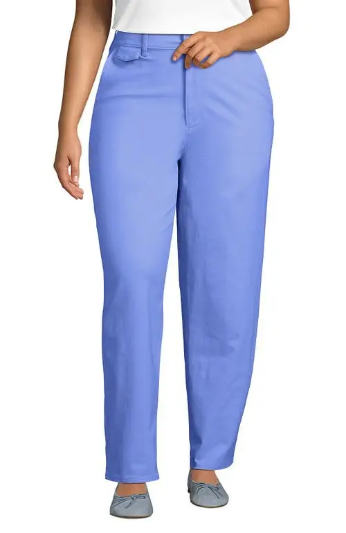 LANDS' END Chino High-rise Straight-leg Trousers - Clear Blue Sky