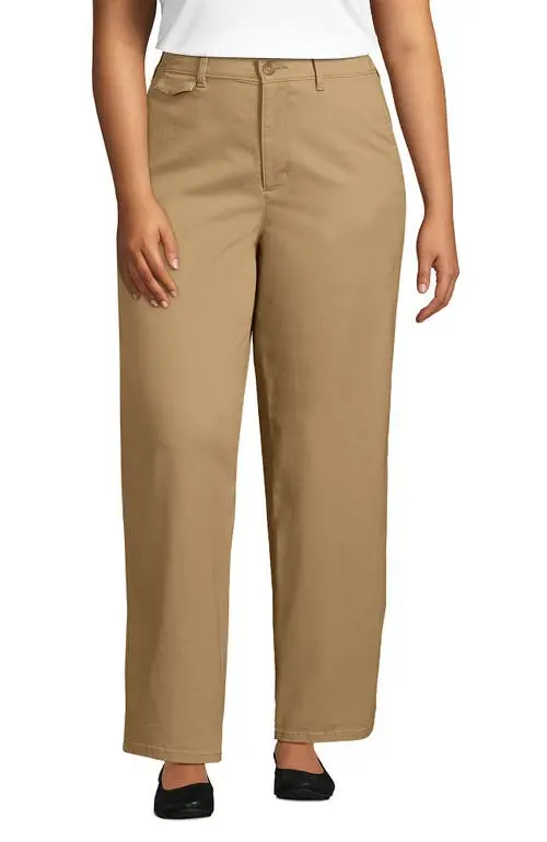 LANDS' END Chino High-rise Straight-leg Trousers - Desert Tan