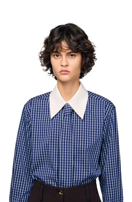 Sandro Checkered Shirt With Removable Tie