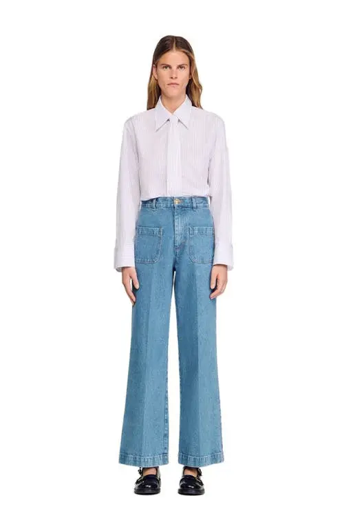 Sandro Wide-leg High-rise Jeans - Blue Jean