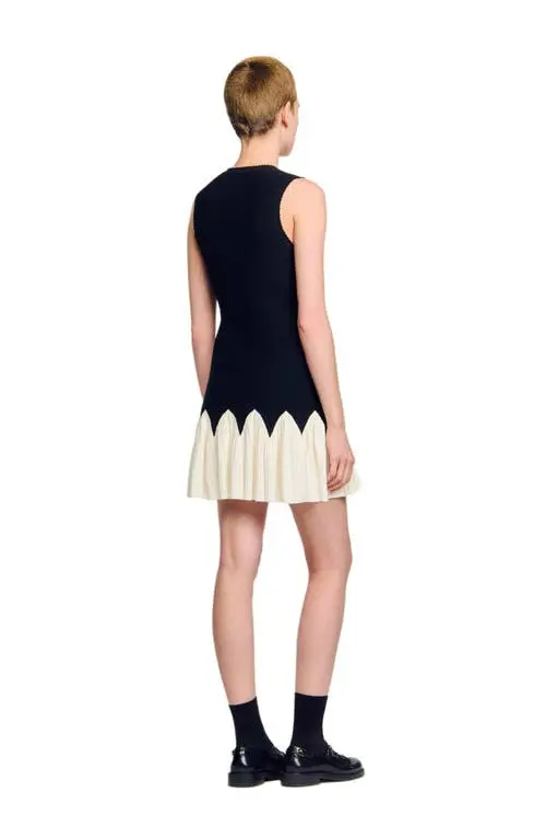 Sandro Two-tone Knit Mini Dress