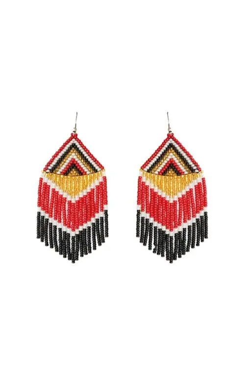 FOSTERIE Embera Beaded Dangle Earrings - Fire
