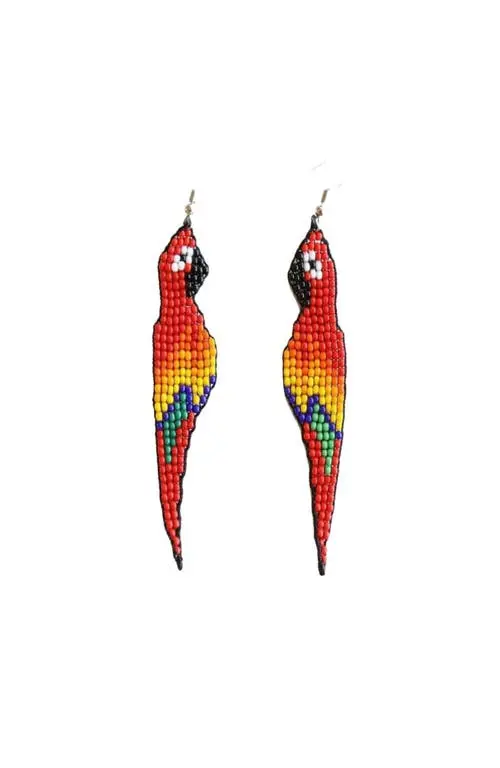 FOSTERIE Scarlet Macaw Dangle Earrings - Red