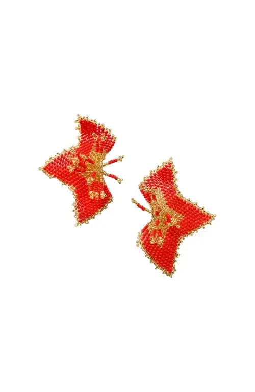 FOSTERIE Flower Embera Earrings - Poppy