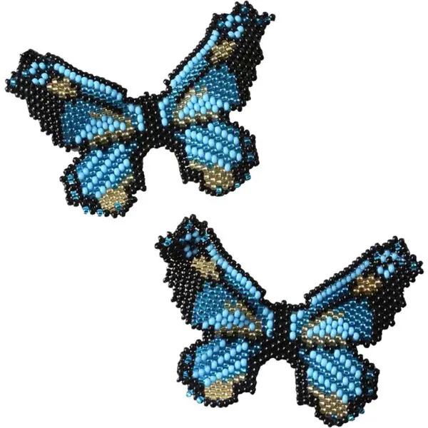 FOSTERIE Butterfly Embera Earrings - Blue