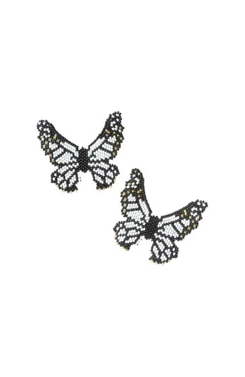 FOSTERIE Butterfly Embera Earrings - White