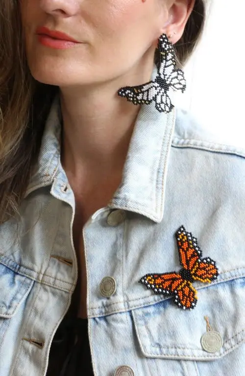 FOSTERIE Butterfly Embera Earrings - White