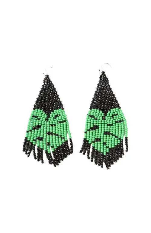 FOSTERIE Monstera Leaf Dangle Earrings - Black