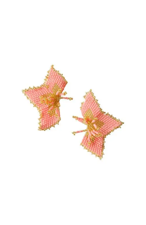FOSTERIE Flower Embera Earrings - Carnation