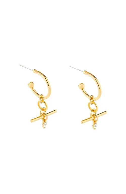 FOSTERIE Wynne Crystal Bar Earrings - Gold